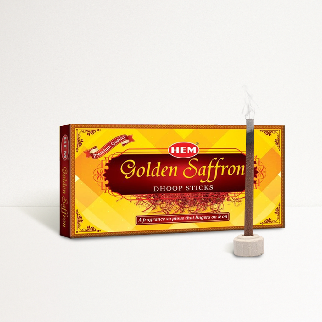 Golden Saffron Dhoop Sticks - Pack of 3 (50g Each) | HEM Fragrances