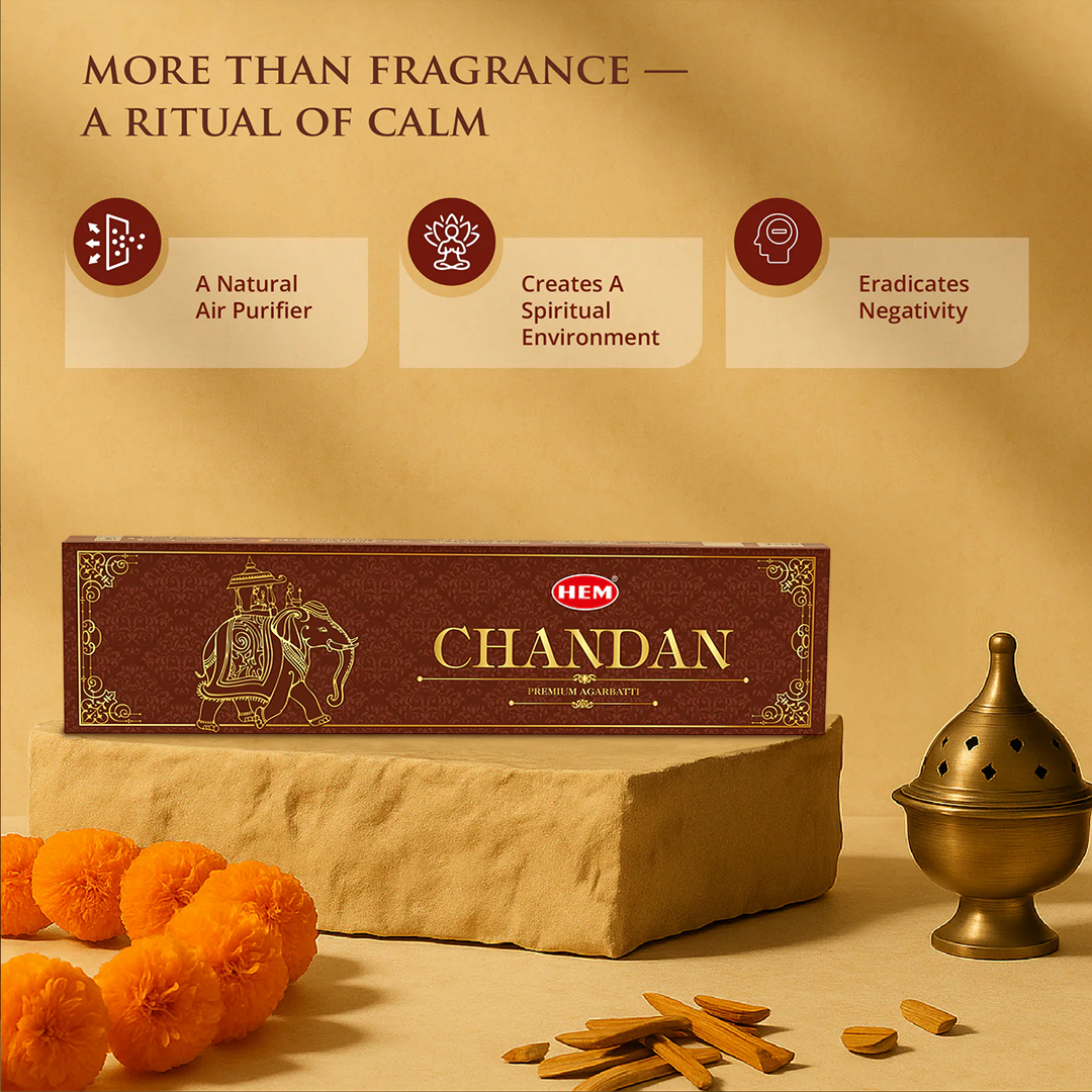 Chandan Premium Masala Agarbatti (10 Sticks in a box)| HEM Fragrances