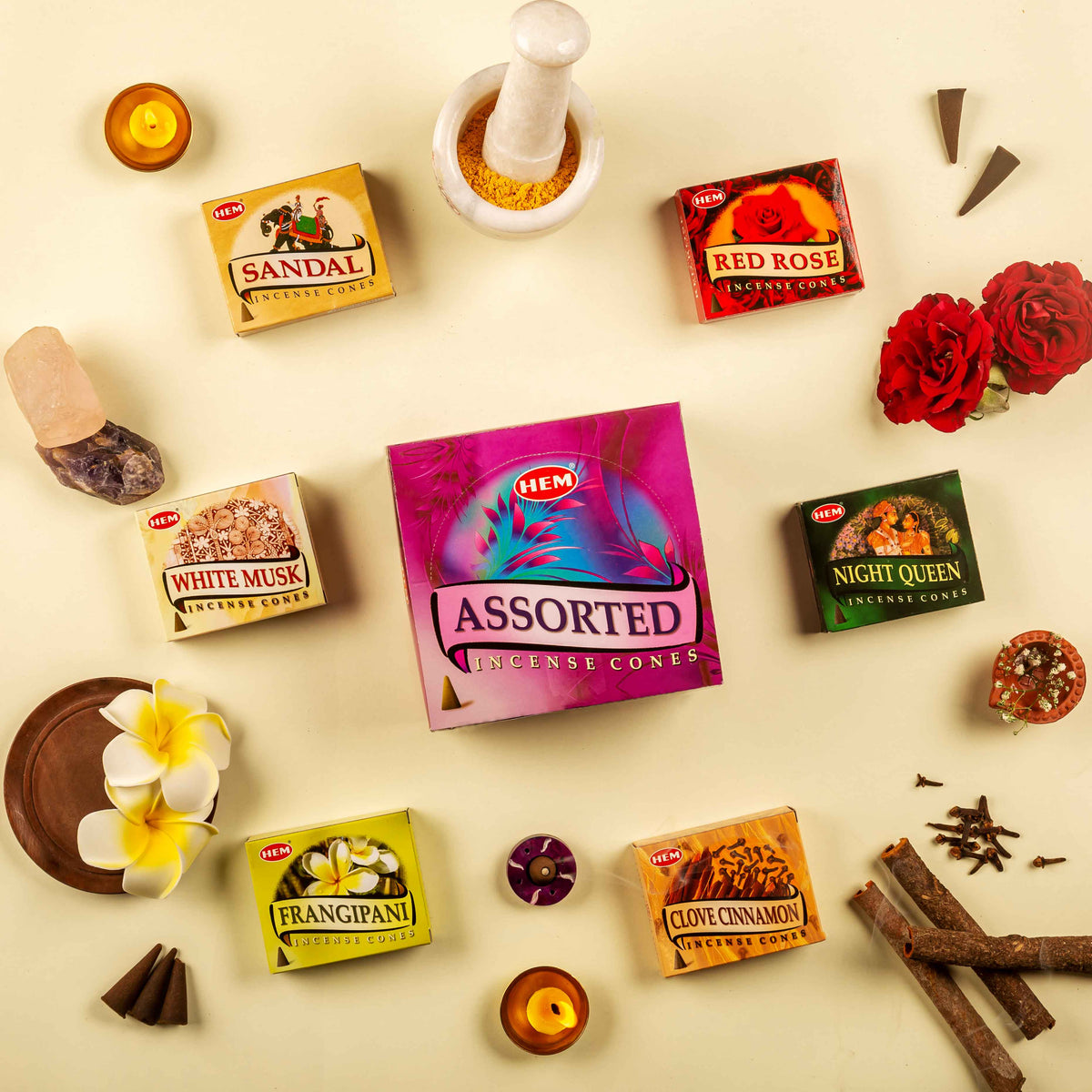 HEM Assorted Incense Dhoop Cones Set of 6 | HEM Fragrances